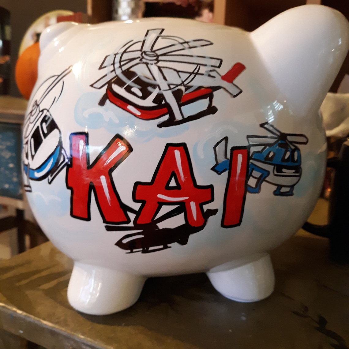 Realistic Helicopter Piggy Bank Helicopter Design Handpainted - Etsy