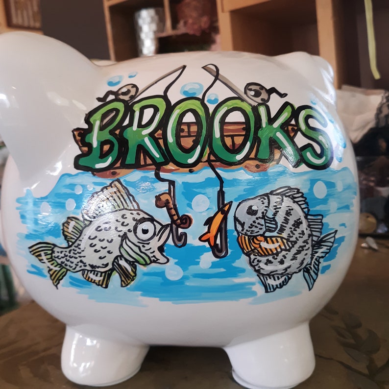 Realistic Fish Piggy Bank Fishing Theme Bank Handpainted - Etsy