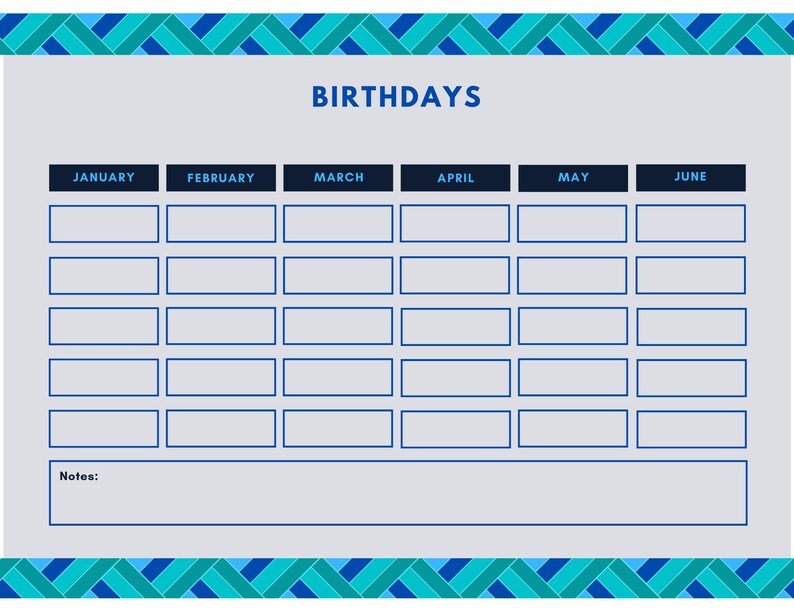 Birthday Calendar List - Etsy