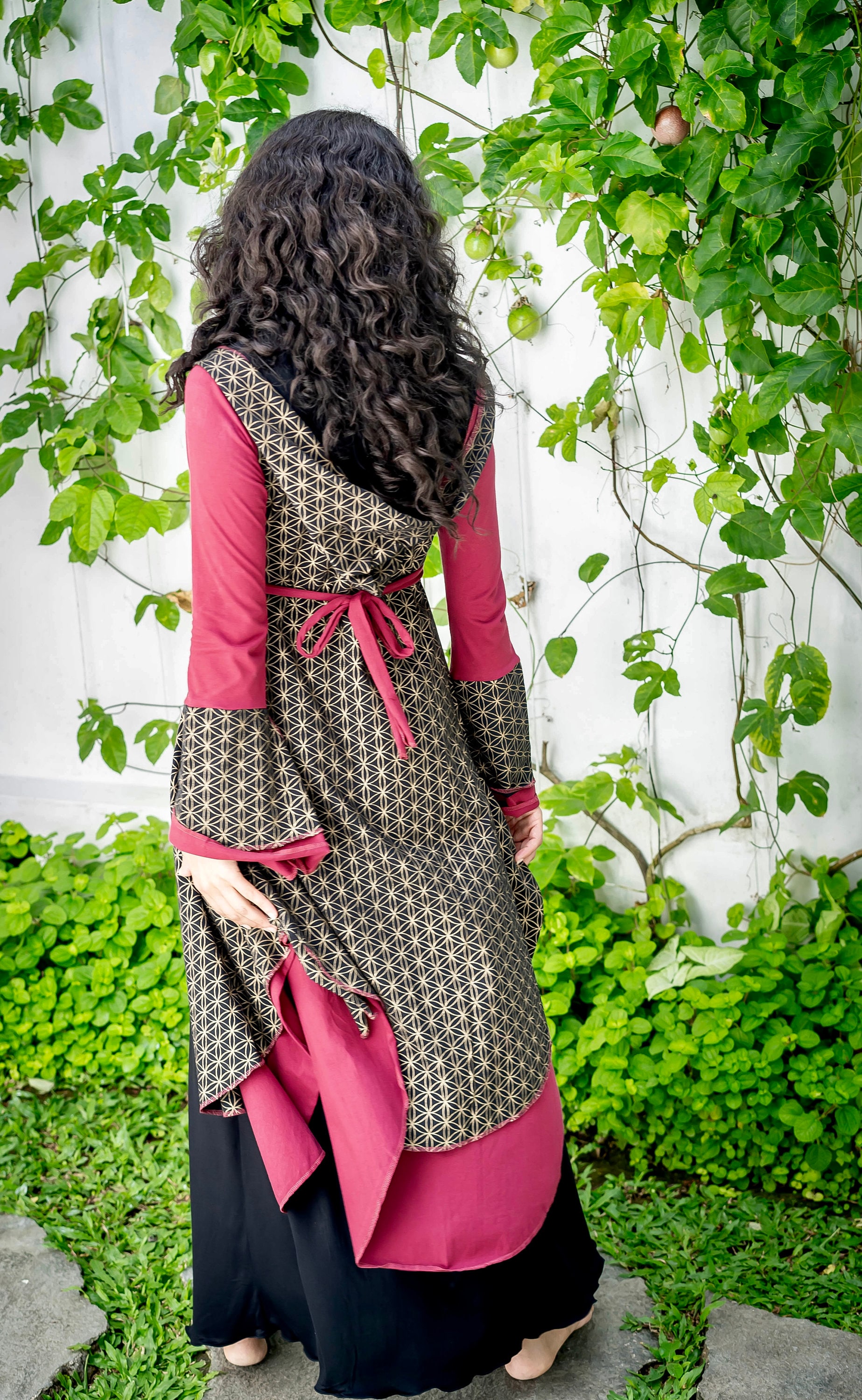 Maroon and Black Flower of Life Cloak - Cape - Coat - Etsy