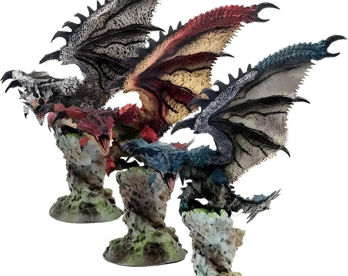 Monster Hunter : Red-silver-blue Dragon Game Action Figures / Azure ...