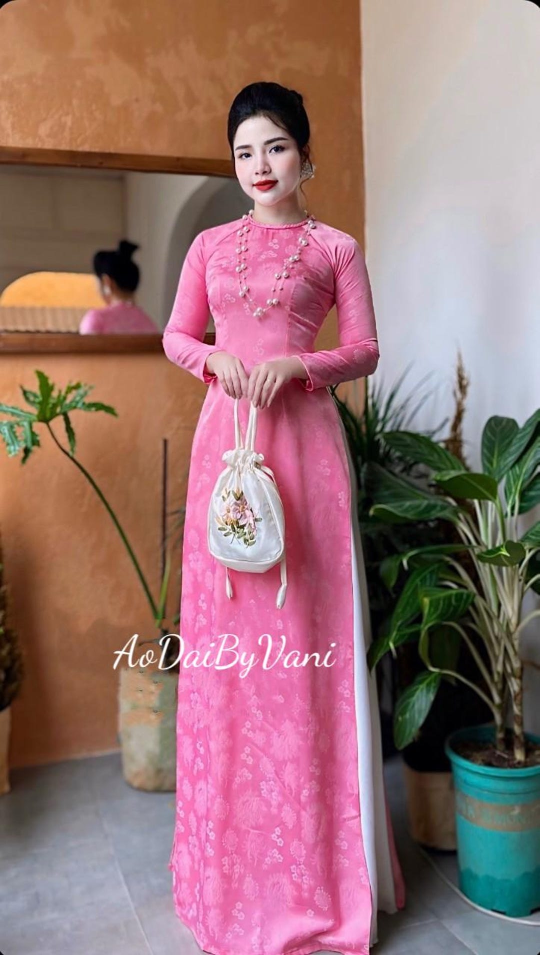 Ao Dai Tơ Tam Thai Tuan Luxury Pink Color/traditional Dresses ...