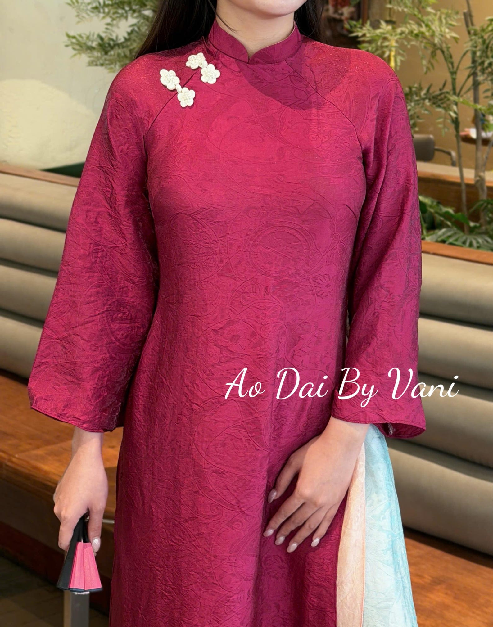 GIAI KY Ao Dai Lua to Tam Tence Double Layers Plum Purple Color With ...