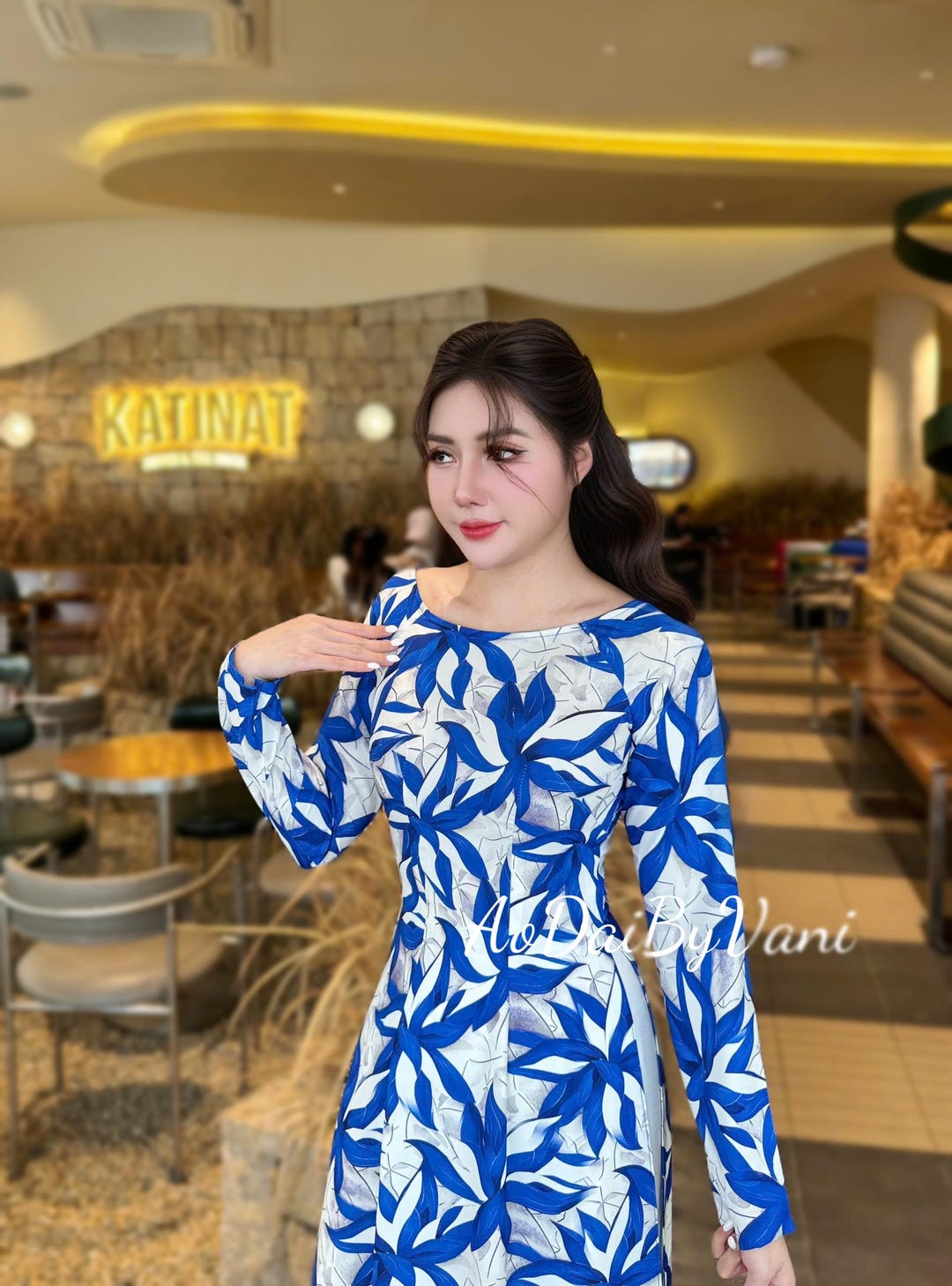 LAM VU Ao Dai Lua Thai Tuan Blue Color / No Pants Included/ G334 - Etsy