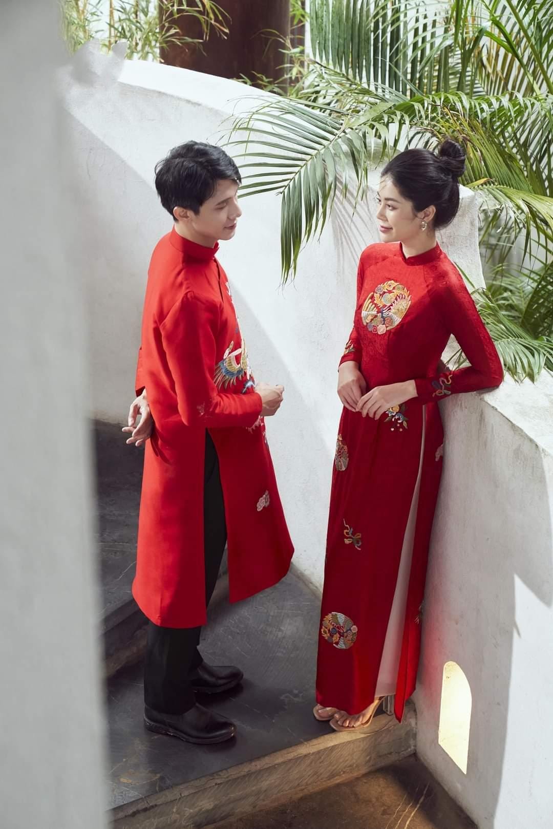 Red Ao Dai Wedding Set: Traditional Vietnamese Dress With Phoenix B173 ...
