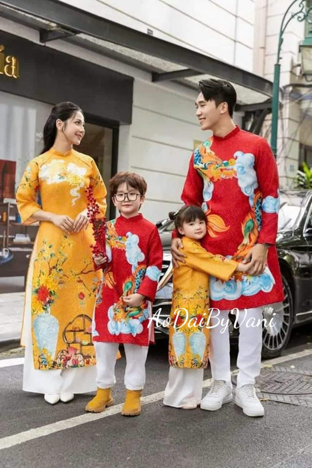 Ao Dai Family Matching for Tet/ Ao Dai Design High Quality/set Ao Dai ...