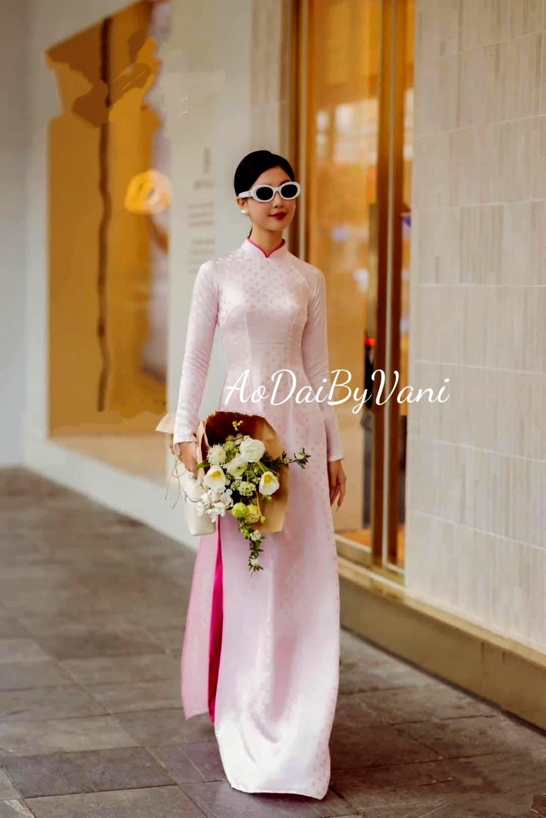 Set Ao Dai Lua Tô Châu Light Pink Color/pre Made Traditional Dresses ...