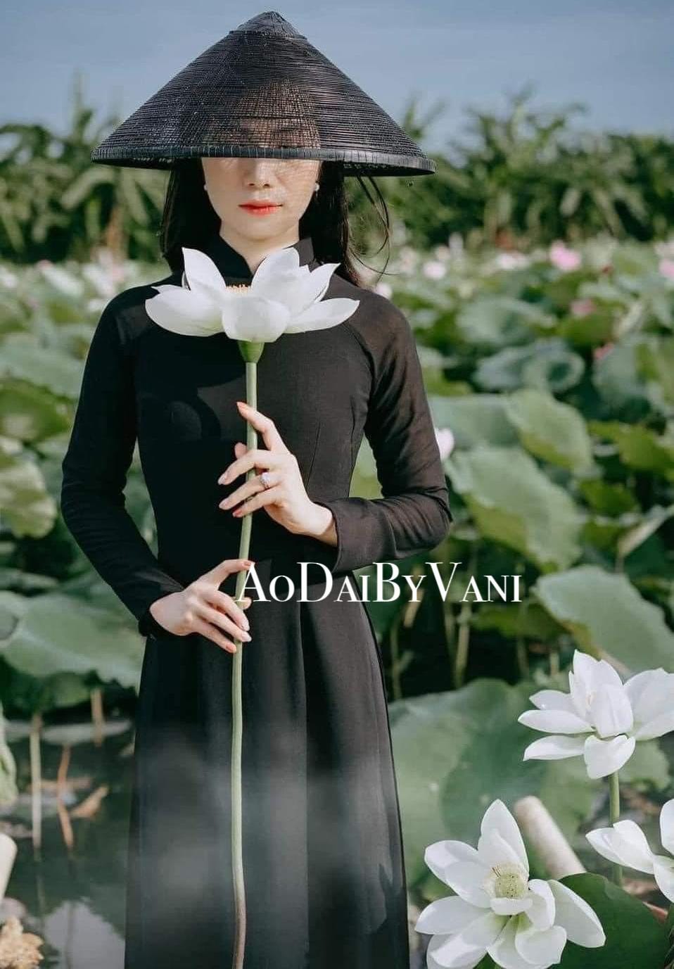 Set Ao Dai Chiffon Double Layers Black Color Traditional Dresses ...