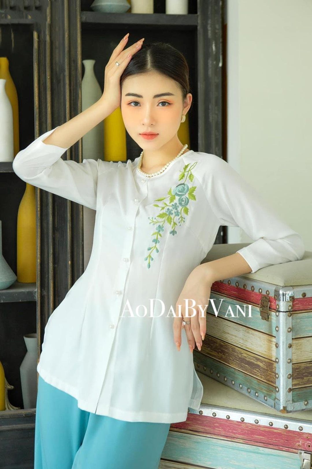 Modern Ao Ba Ba Set: Vietnamese Floral Phap Phuc G350 - Etsy