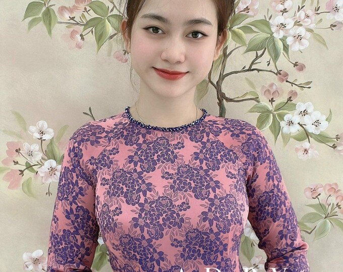 Ao Dai Lua Thai Tuan Purple Color/ Ao Dai Design With Crystal/ Traditional Long Dresses ...