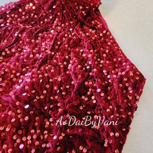 HUYET MAI Set Ao Dai Squine Fabric Double Layers Red Color/ao Dai ...