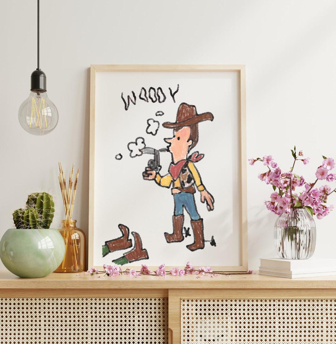 Toy Story Replica Drawing Poster Sketch - Andy's Art Sherrif Woody Buzz ...