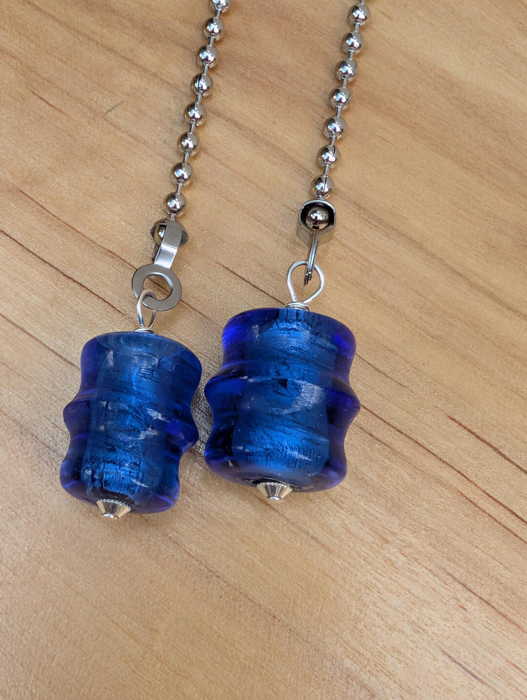 Decorative Fan Pulls: Cobalt Blue Glass & Silver Pull Chains ...