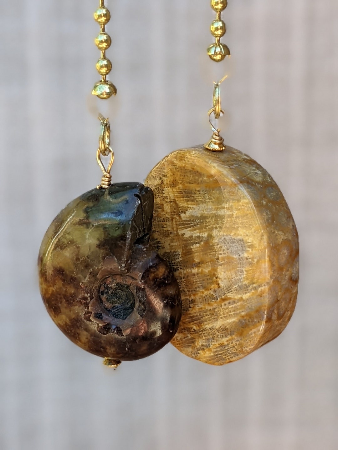 Ammonite Fan Pulls, Pair of Fan Pulls, Ceiling Fan Pulls, Silver or ...