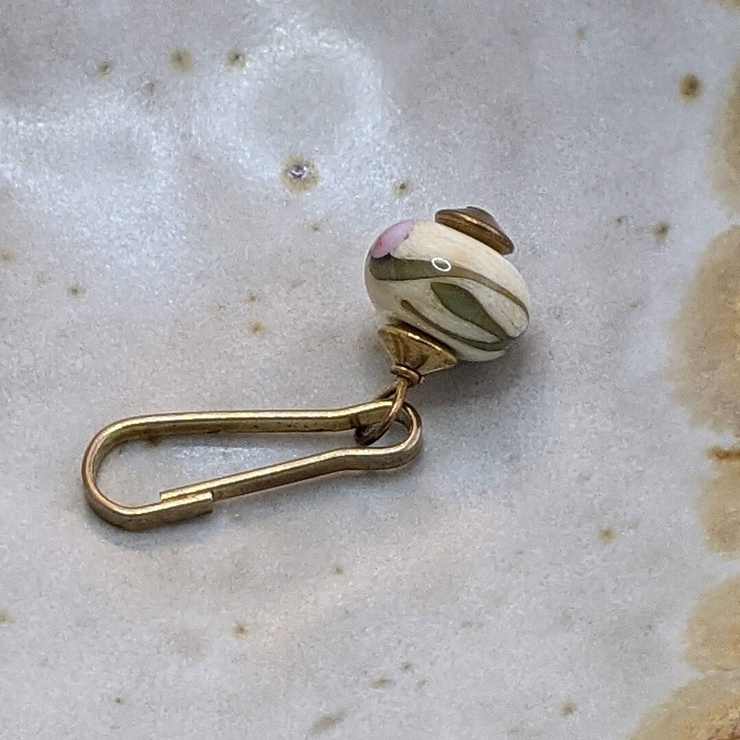 Handbag Zipper Pull, Pink + Sage Blossom Zip Charm, Bibelot, Jacket ...