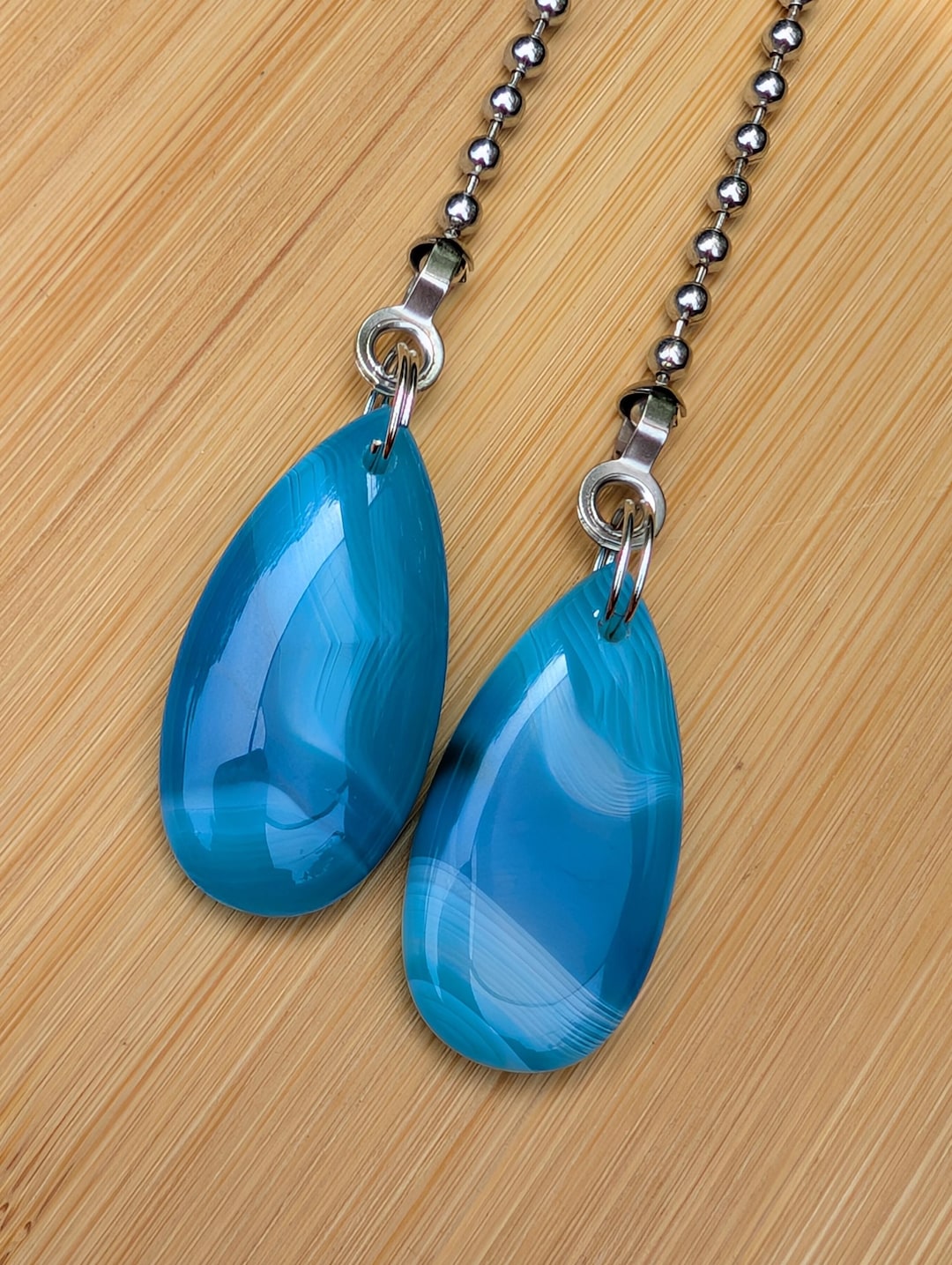 Bright Ocean Blue Ceiling Fan Pulls, Home Office Upgrade, Banded Agate ...