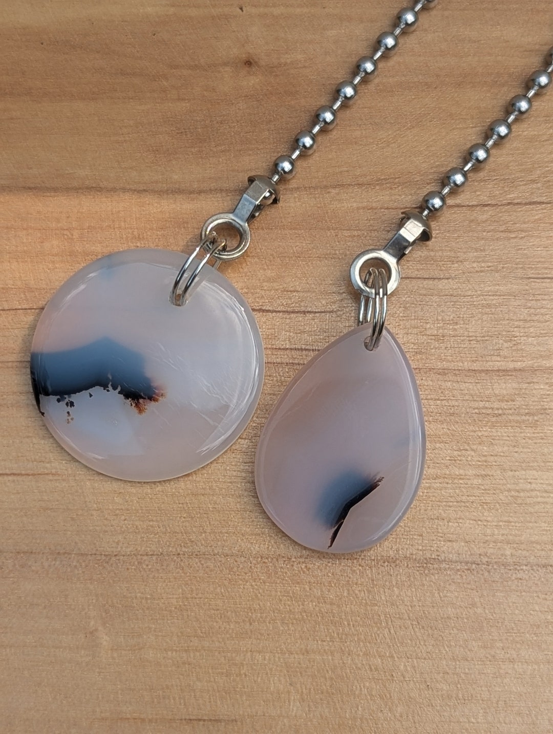 White Gray Fan Pull Chain Set, Agate Fan Pulls, Pair of Fan Pulls ...