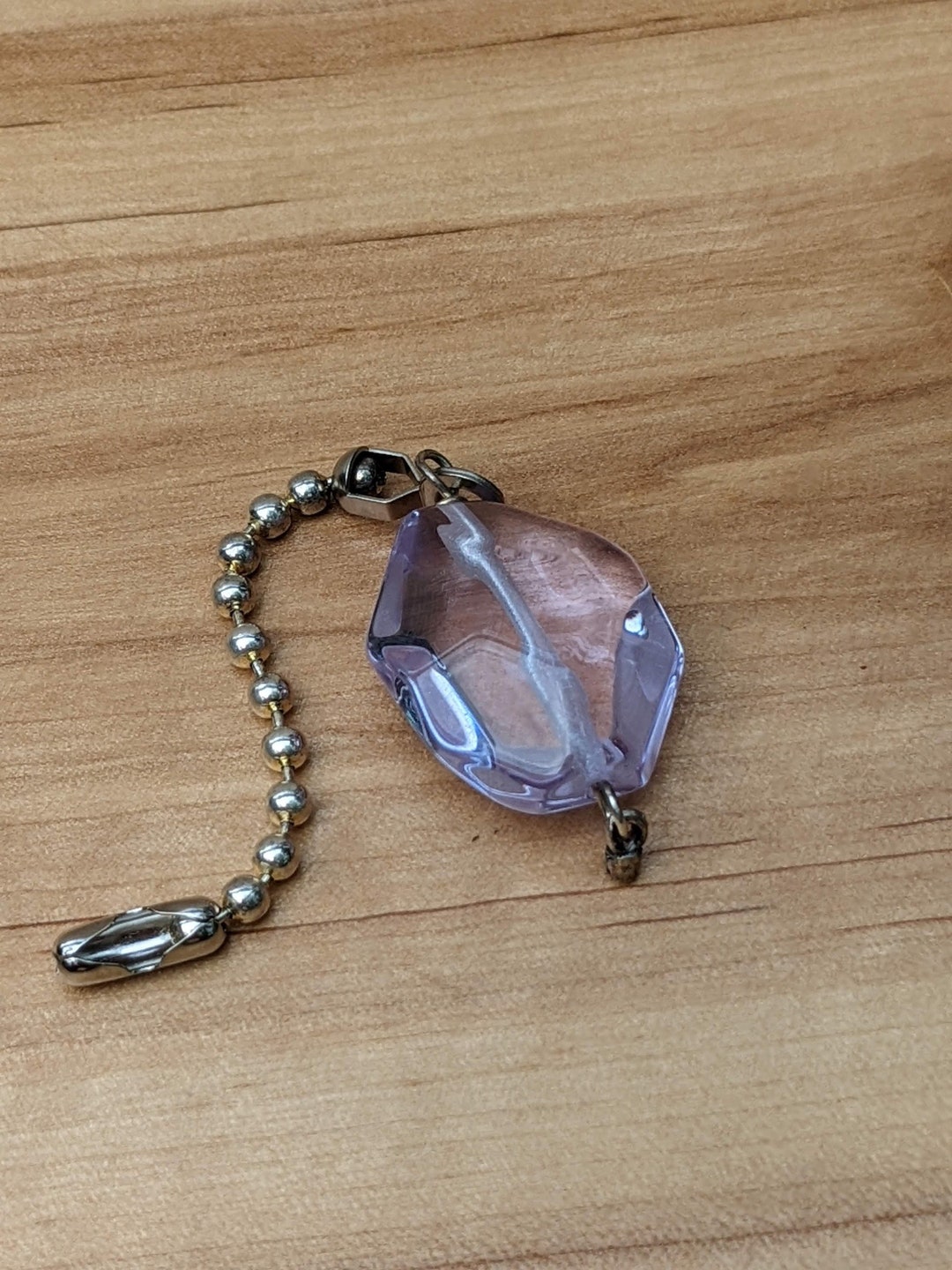 Lilac Chain Pull, Single Light or Fan Pull, Silver + Resin Faceted ...