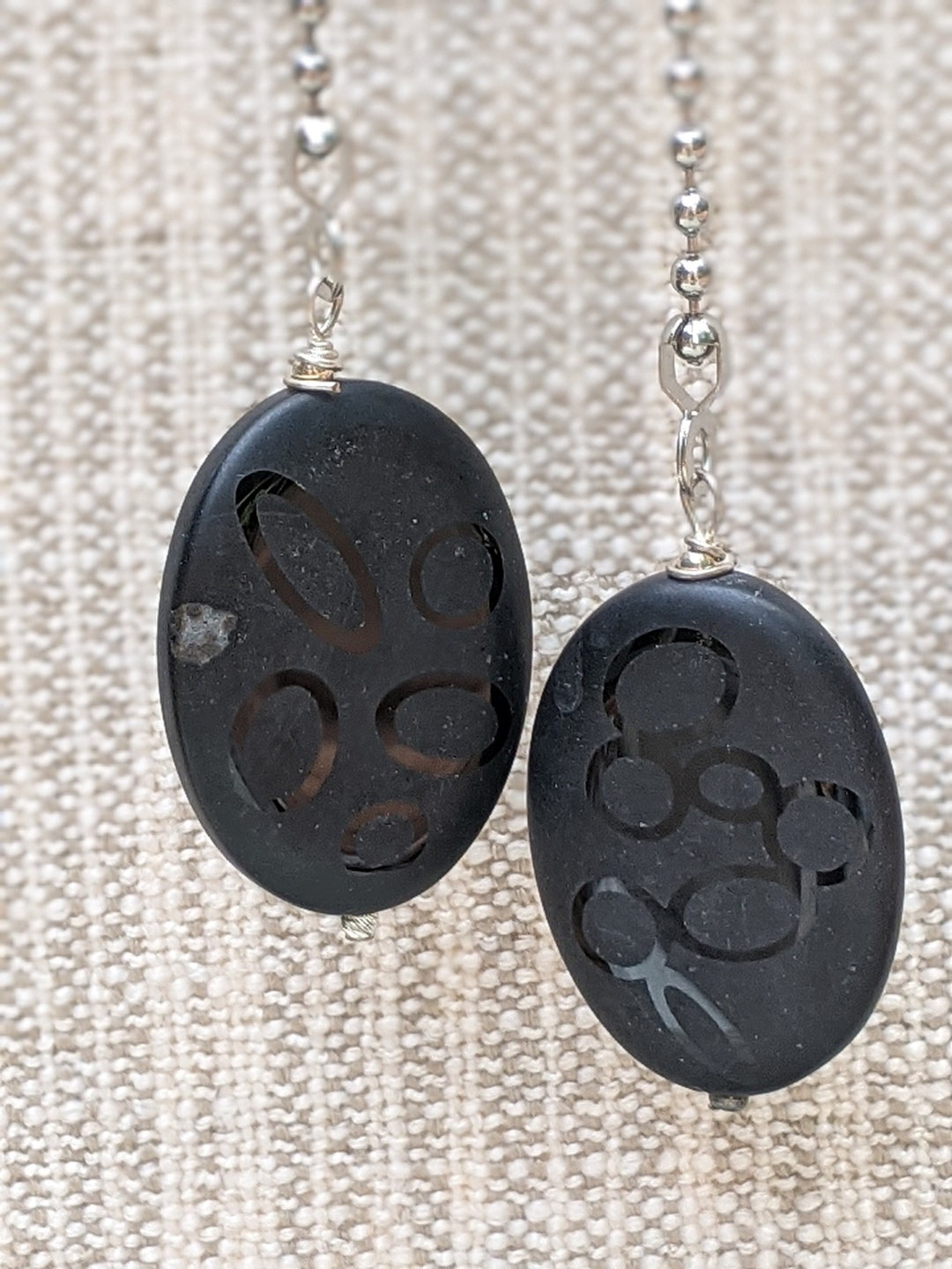Ceiling Fan Pulls Black Fan Pull Pair Stone Silver Ball - Etsy