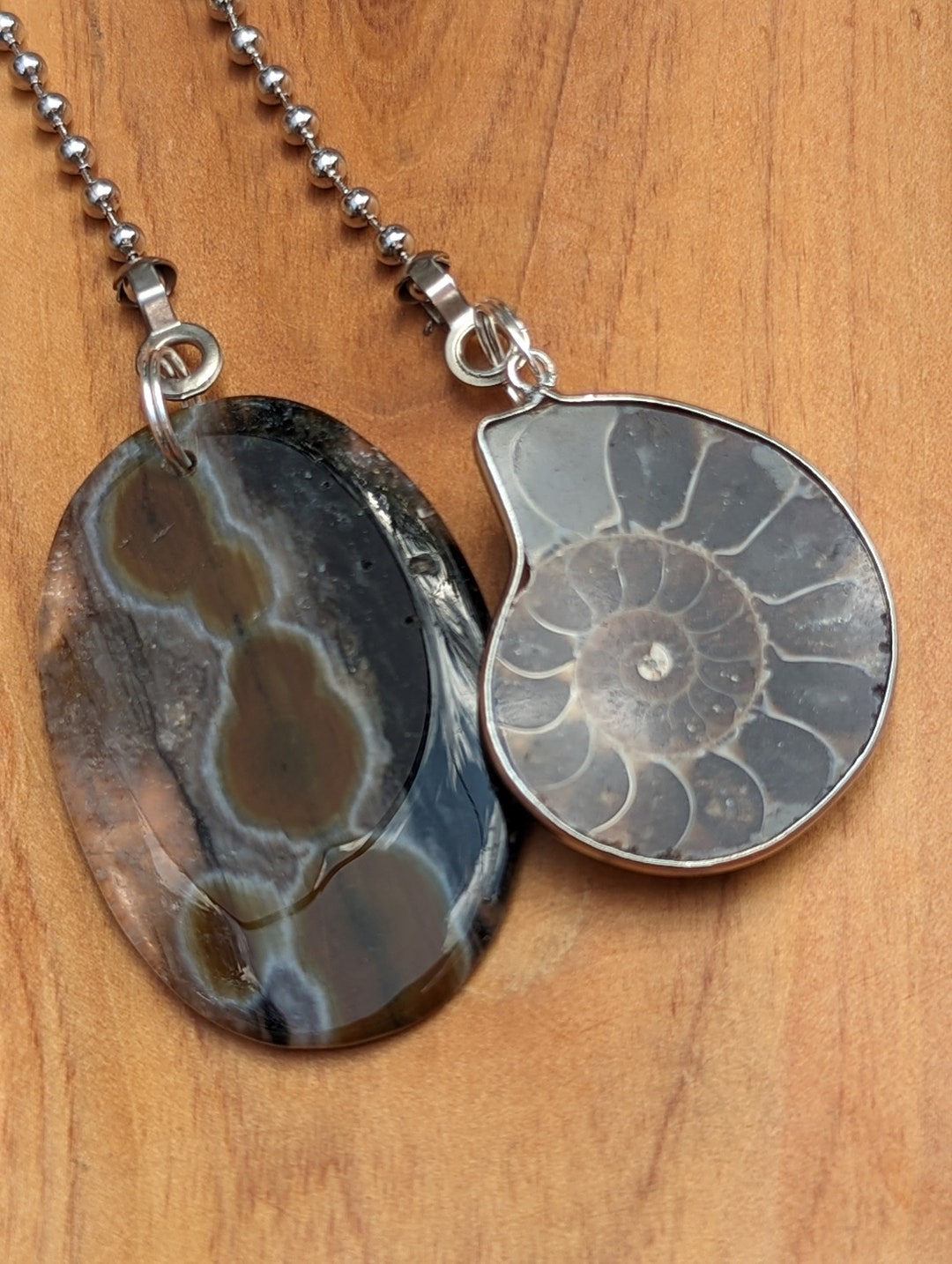 Ammonite Fan Pulls, Pair of Fan Pulls, Ceiling Fan Pulls, Silver Chain ...