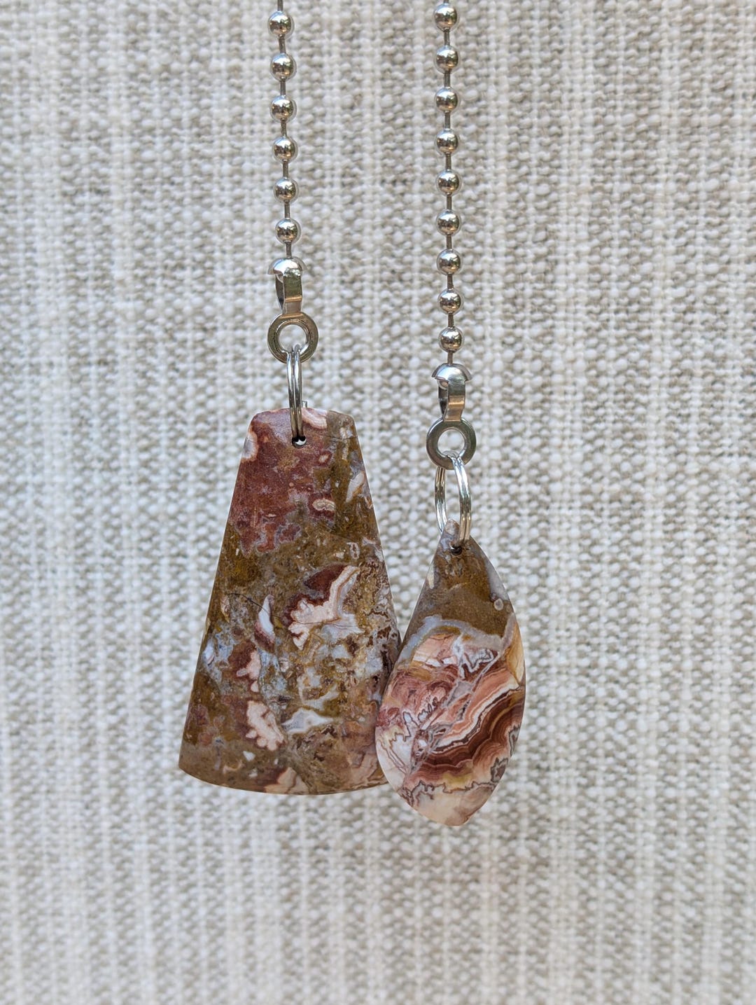 Rosetta Jasper Chain Pulls: Pair of Polished Stone Ceiling Fan Dangles ...