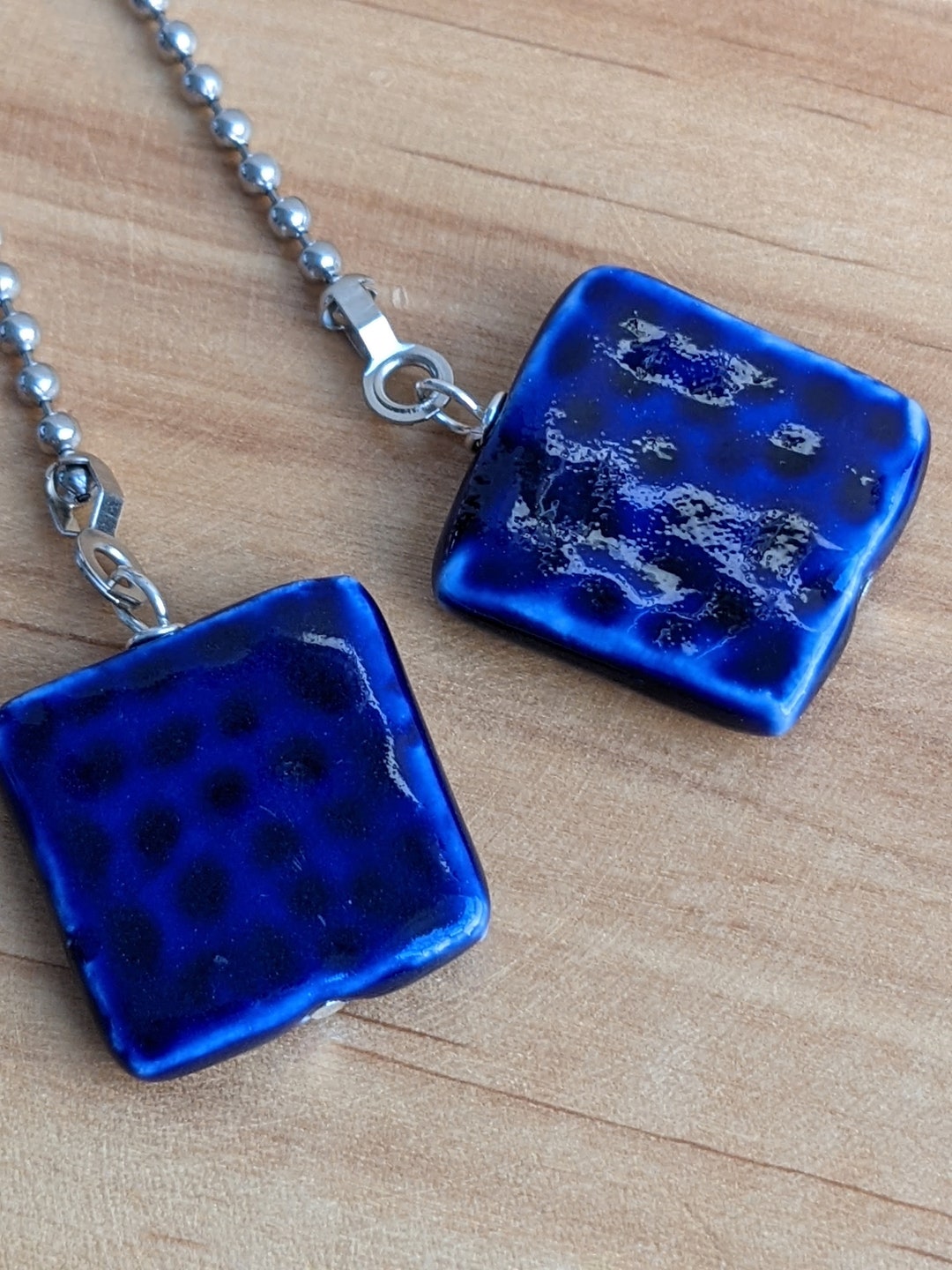 Pair of Ceiling Fan Pulls, Pottery Fan Pull Set, Decorative Blue Fan ...