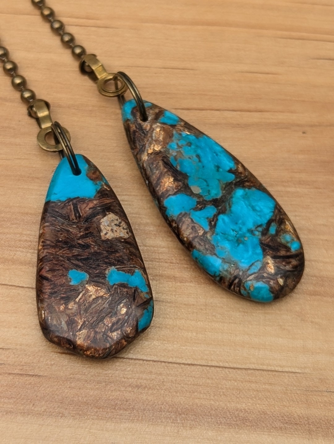 Turquoise Matrix Fan + Light Pulls, Ceiling Fan Pull Set, Coordinated Fan Pulls, Decorative ...