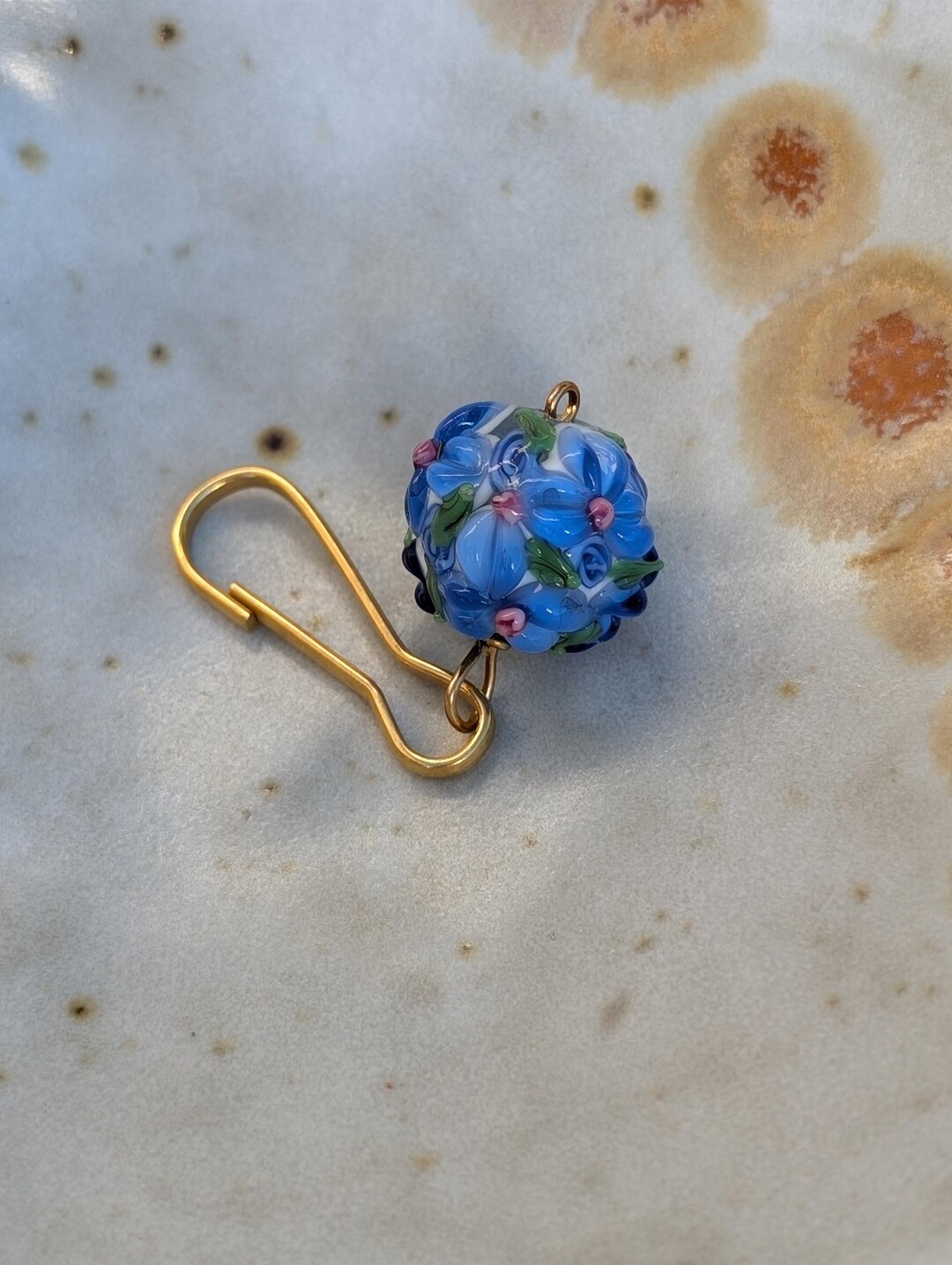 Purple Blue Floral Zipper Pull, Jacket Zip Pull, Purse Dangle, Glass ...