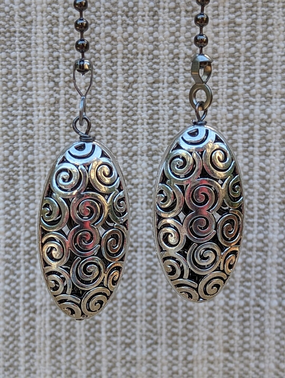 Scrollwork Fan Light Pulls, Silver Home Décor, Ceiling Fan Pull Set ...