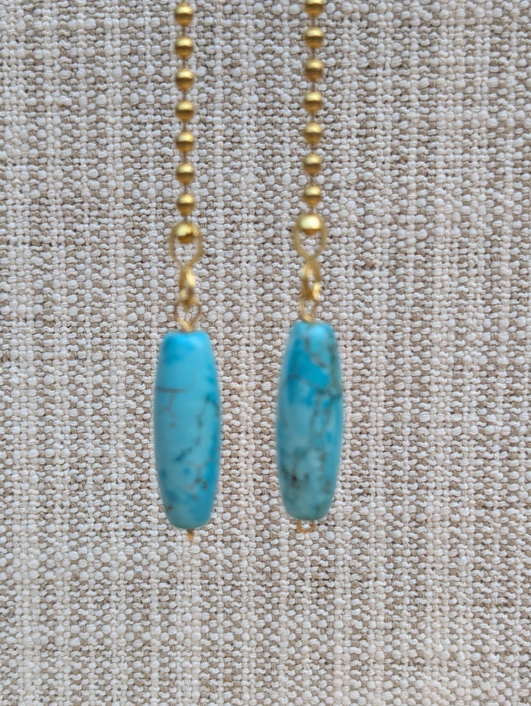 Turquoise Pull Chain Set, Ceiling Fan Pulls, Gold + Stone Chain Pulls, Bright Idea - Etsy