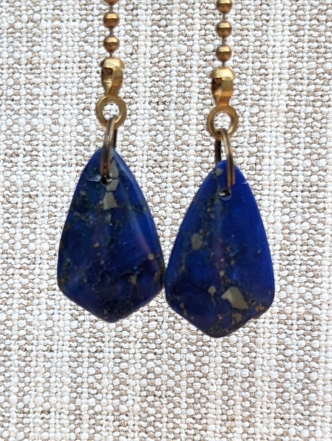 Navy Pull Chain Set, Lapis Ceiling Fan Pulls, Antique Brass Tumbled ...