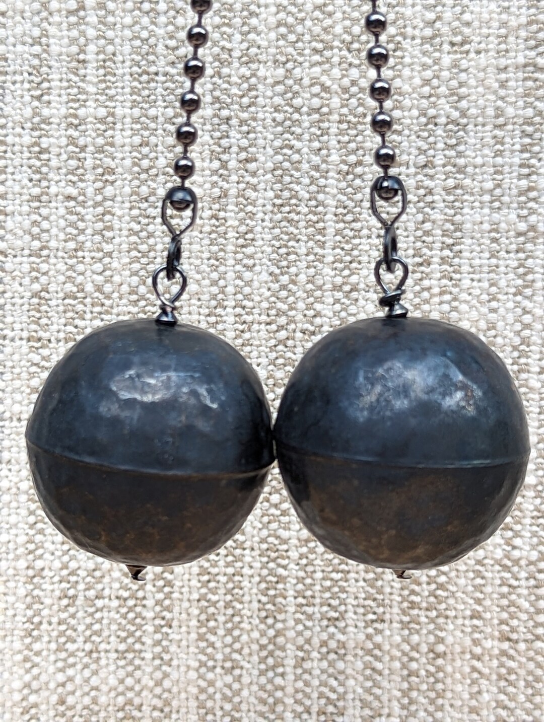 Hammered Metal Fan Light Pulls, Black Home Décor, Ceiling Fan Pull Set ...