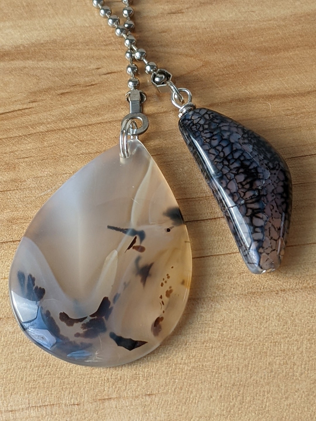 Dragon's Vein Agate Light/fan Pulls: B&W Decor, Black and White Stone ...