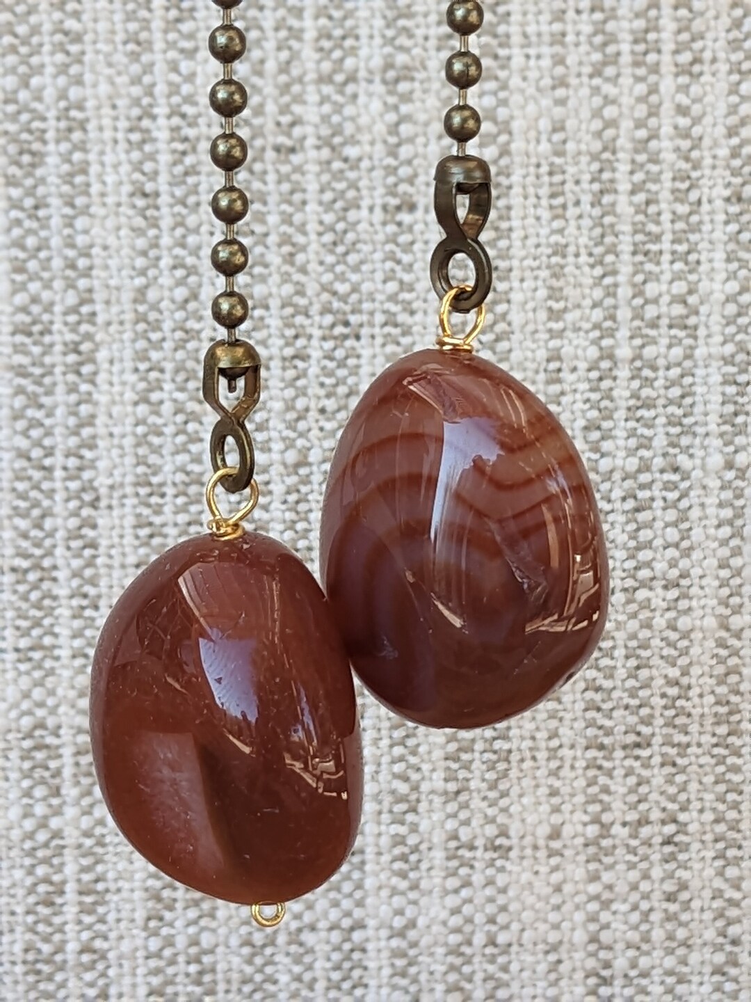Red Agate Ceiling Fan Pulls, Nature Décor, Pebble Fan Chain Pull ...
