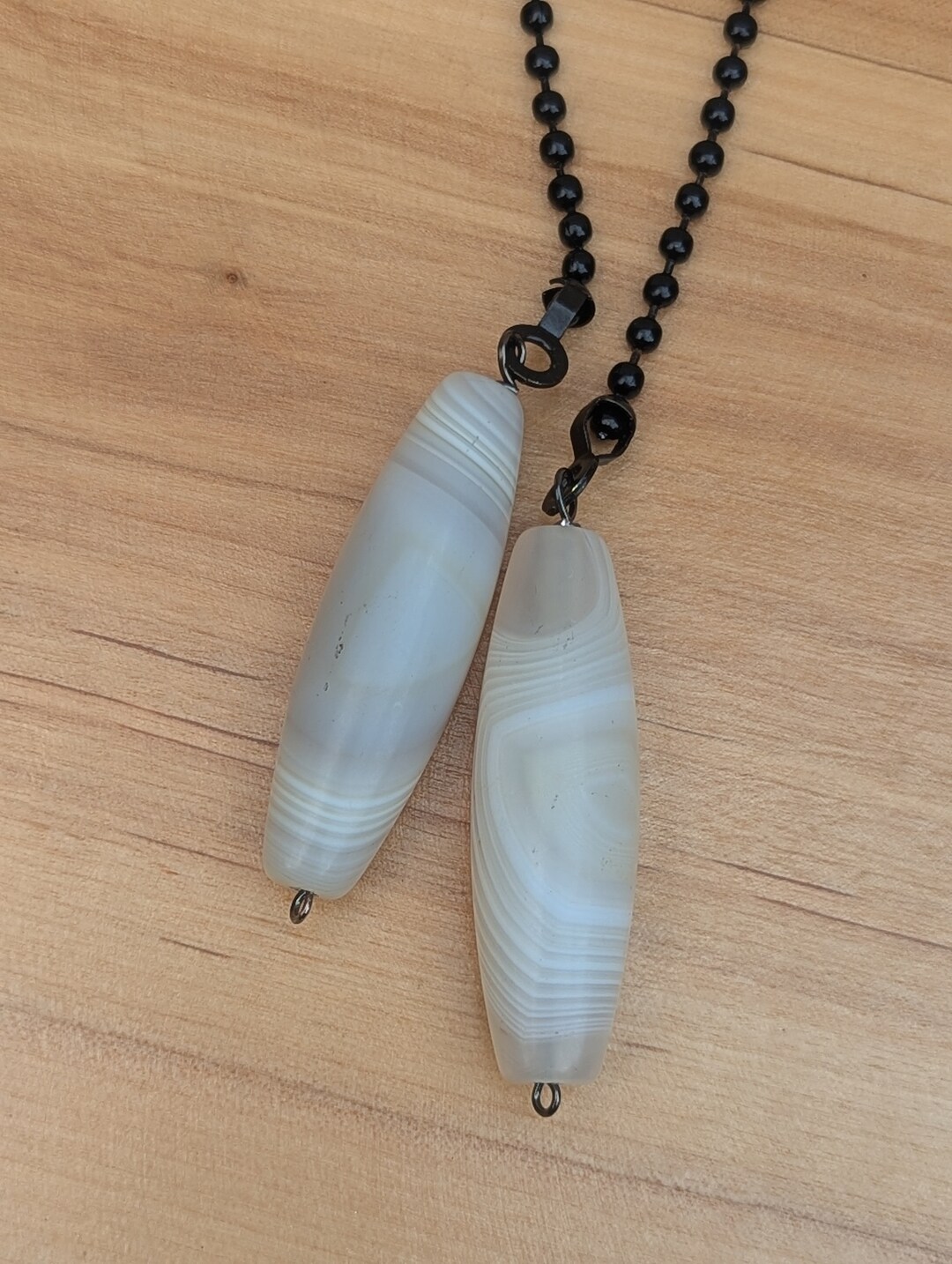 Gray White Fan Pulls, Pair of Fan Pulls, Ceiling Fan Chain Pulls, Light ...