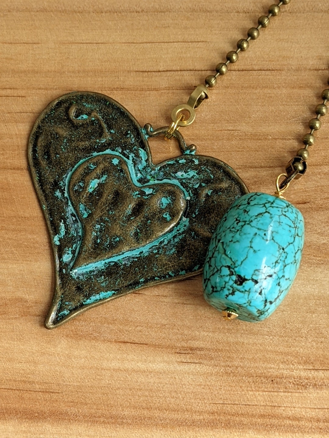 Heart Ceiling Fan Pulls, Decorative Fan Pulls, Turquoise Dangles, Pair ...