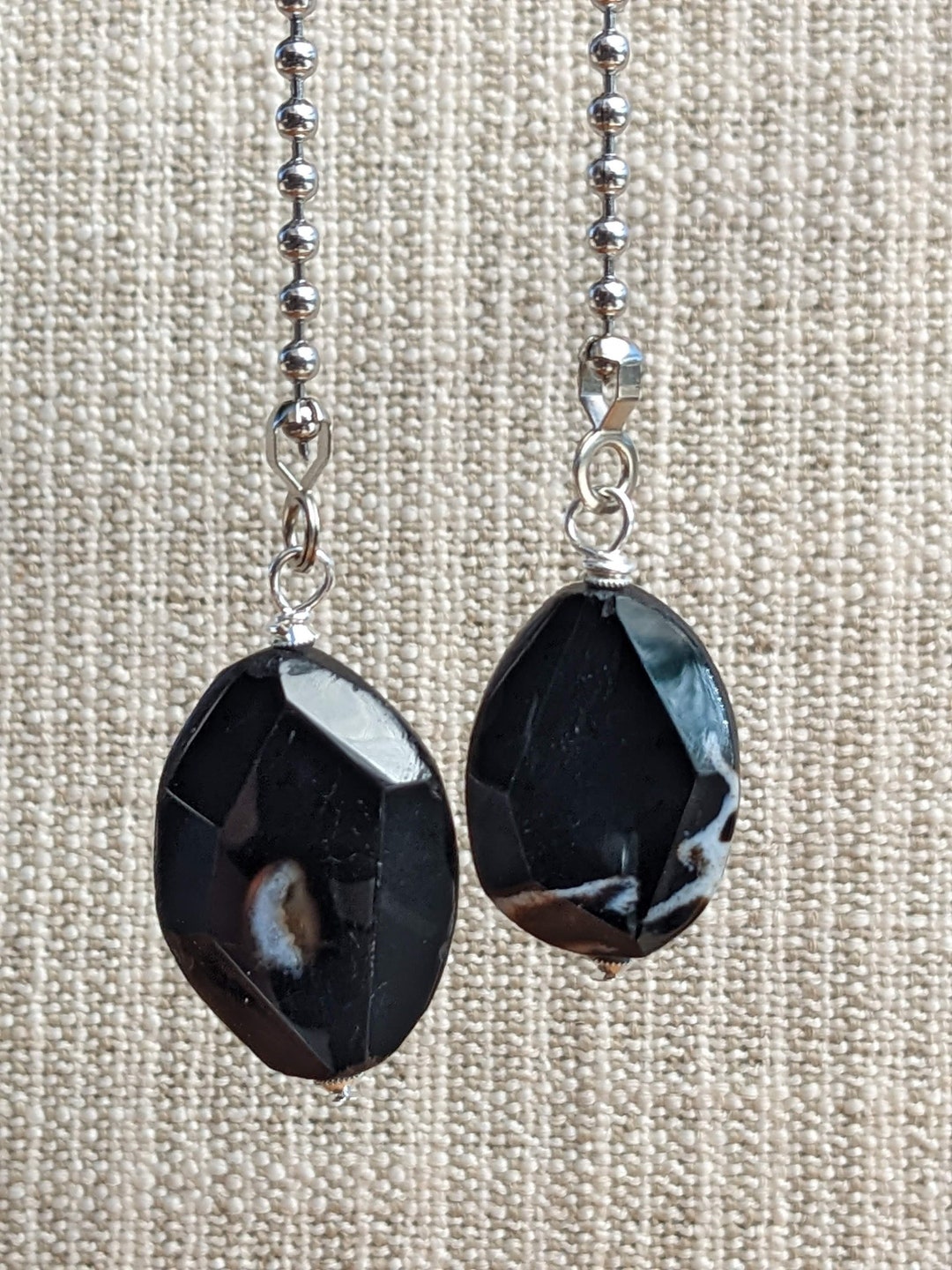 Faceted Oval Fan Chain Pull Set, Ceiling Fan Pulls, Decorative Fan ...