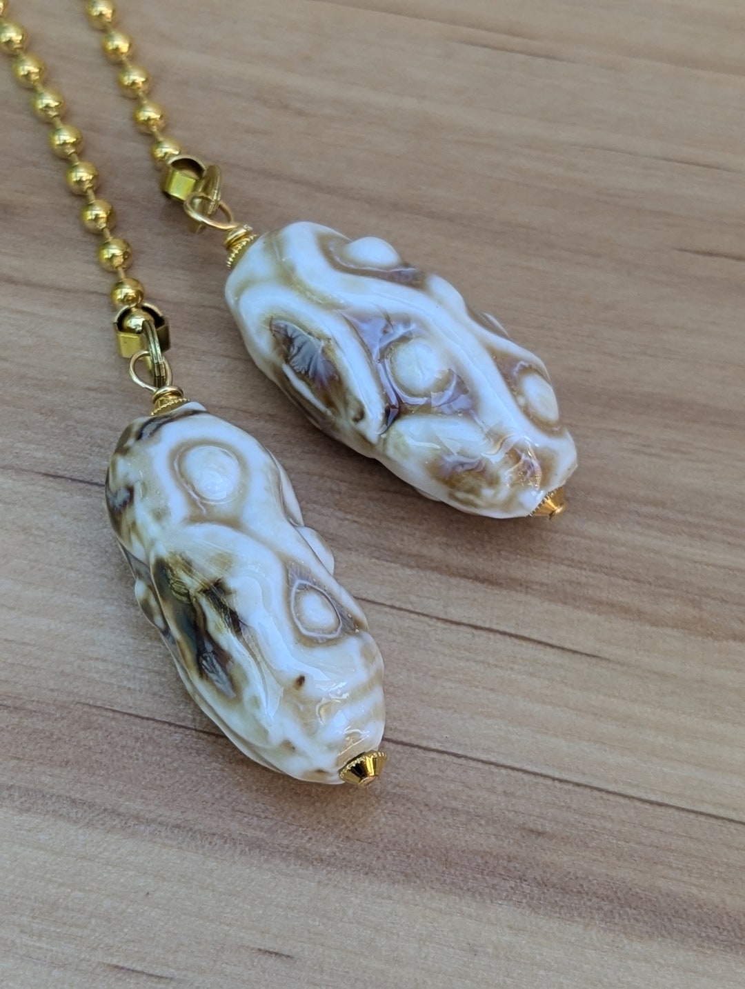 Textured Pottery Ceiling Fan Pulls, Pair of Fan Pulls, Cream Fan ...