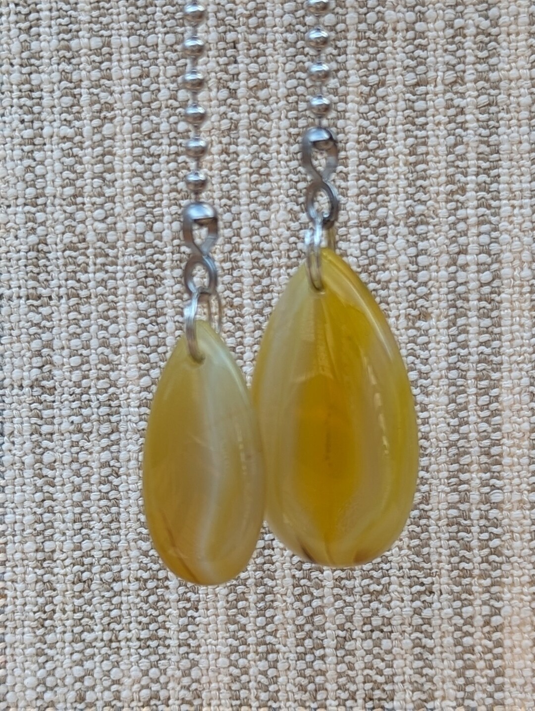 Bright Yellow Ceiling Fan Pulls, Home Office Upgrade, Banded Agate Fan ...