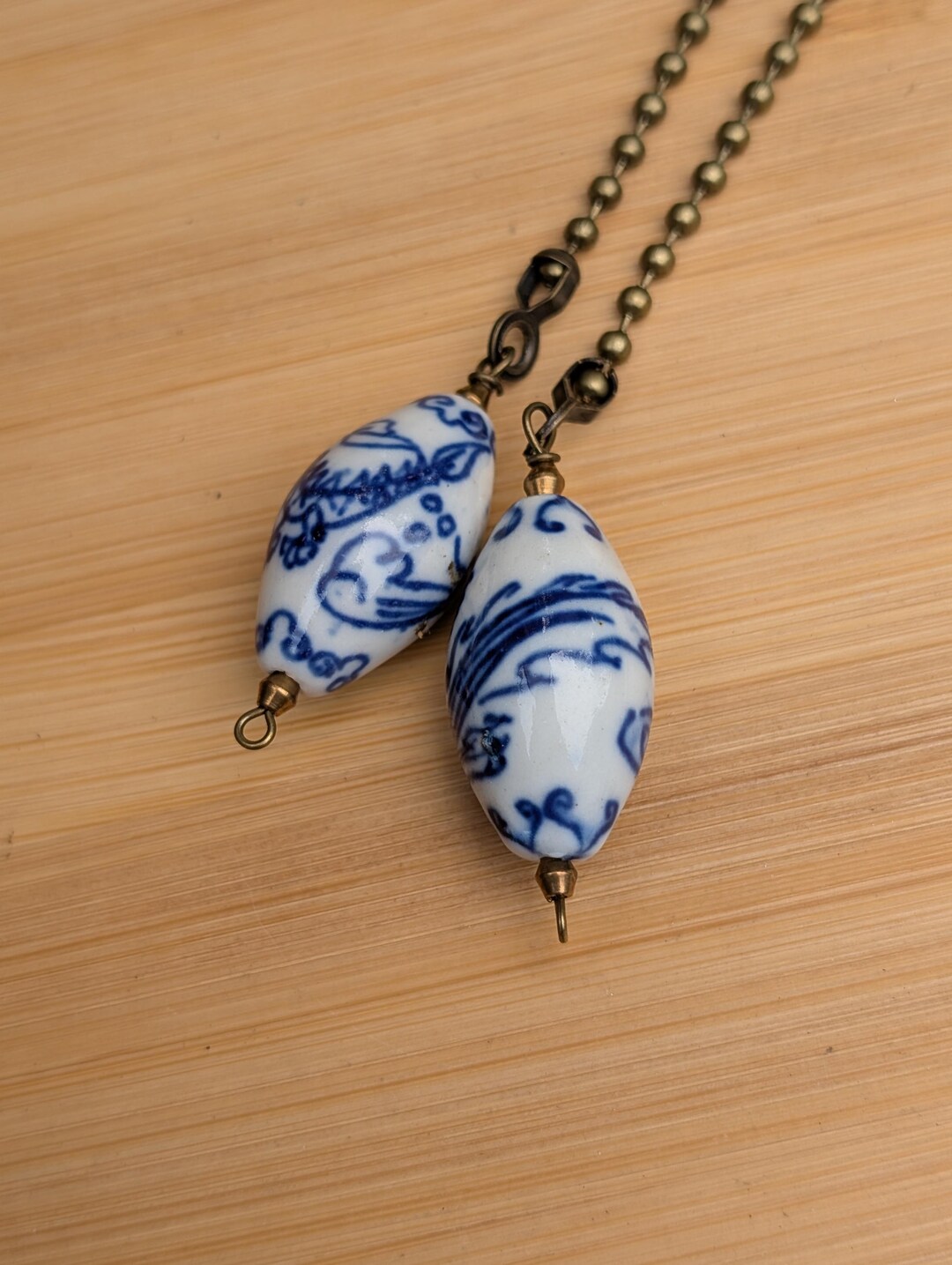 Blue and White Dragon Pottery Ceiling Fan Pulls: Brass Pull Chains ...