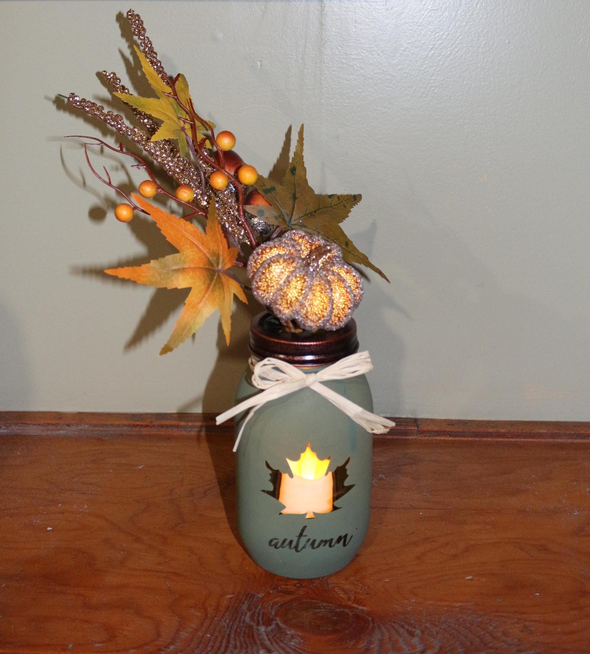 Autumn Mason Jar Arrangement - Etsy
