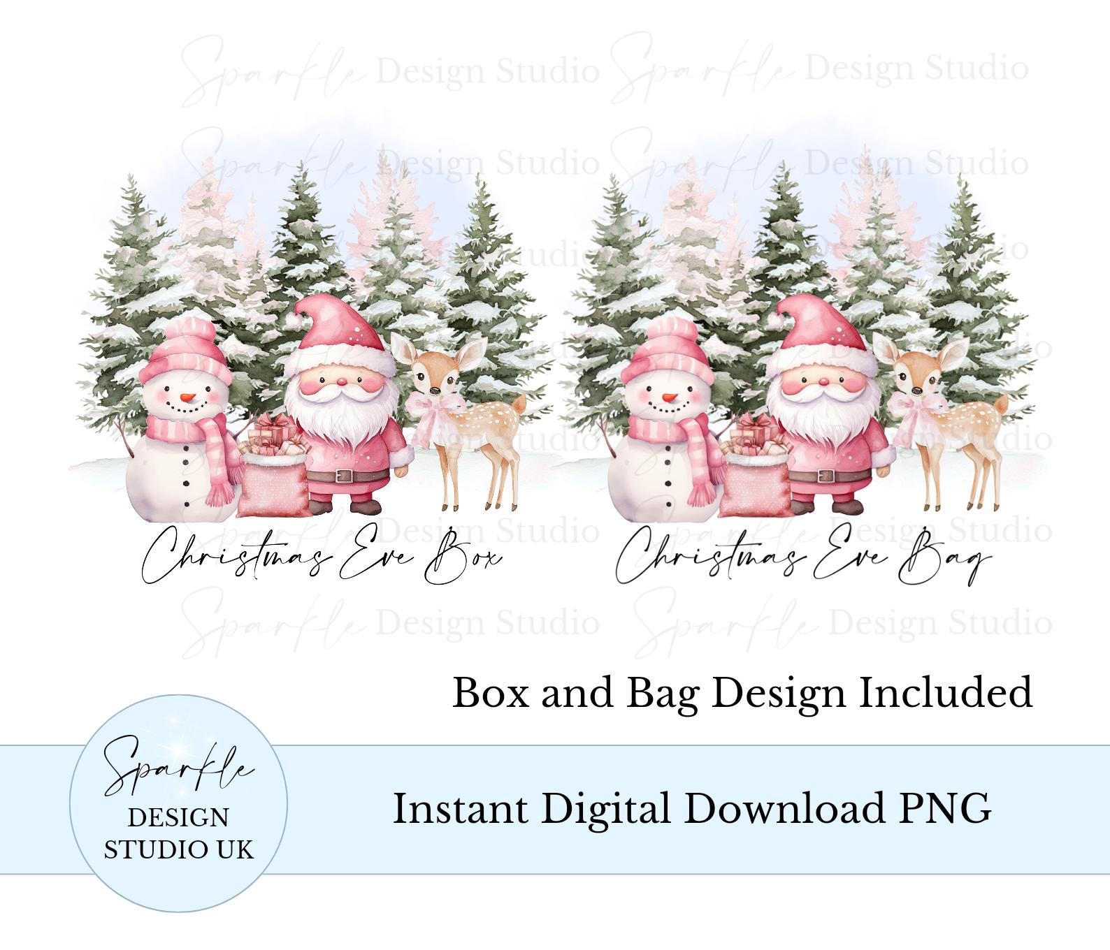 Pink Santa and His Reindeer Sublimation Design, PNG, Pink Christmas ...