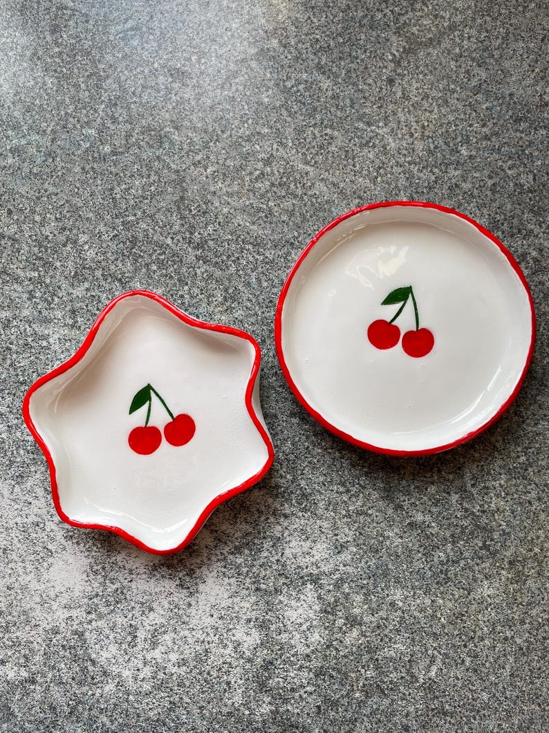 Cherry Trinket Dish, Ceramic Jewellery Dish, Handmade Dish, Jewellery ...