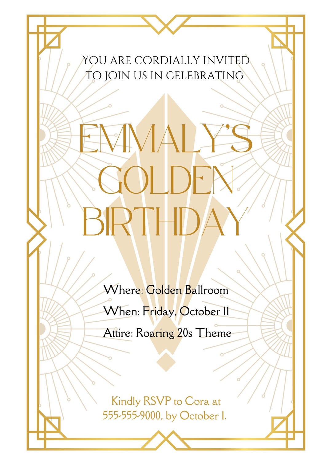 Art Deco Golden Age Party Invitation Digital Template Pack for Canva ...