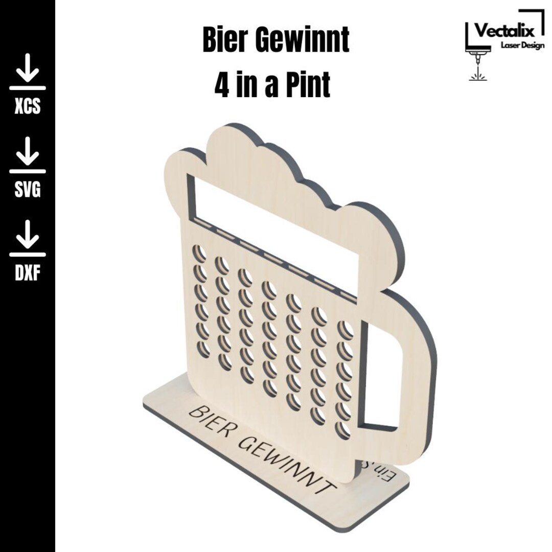 4 in a Pint – Digital Laser Cut File | DIY Beer Mug Connect Game | Fun ...