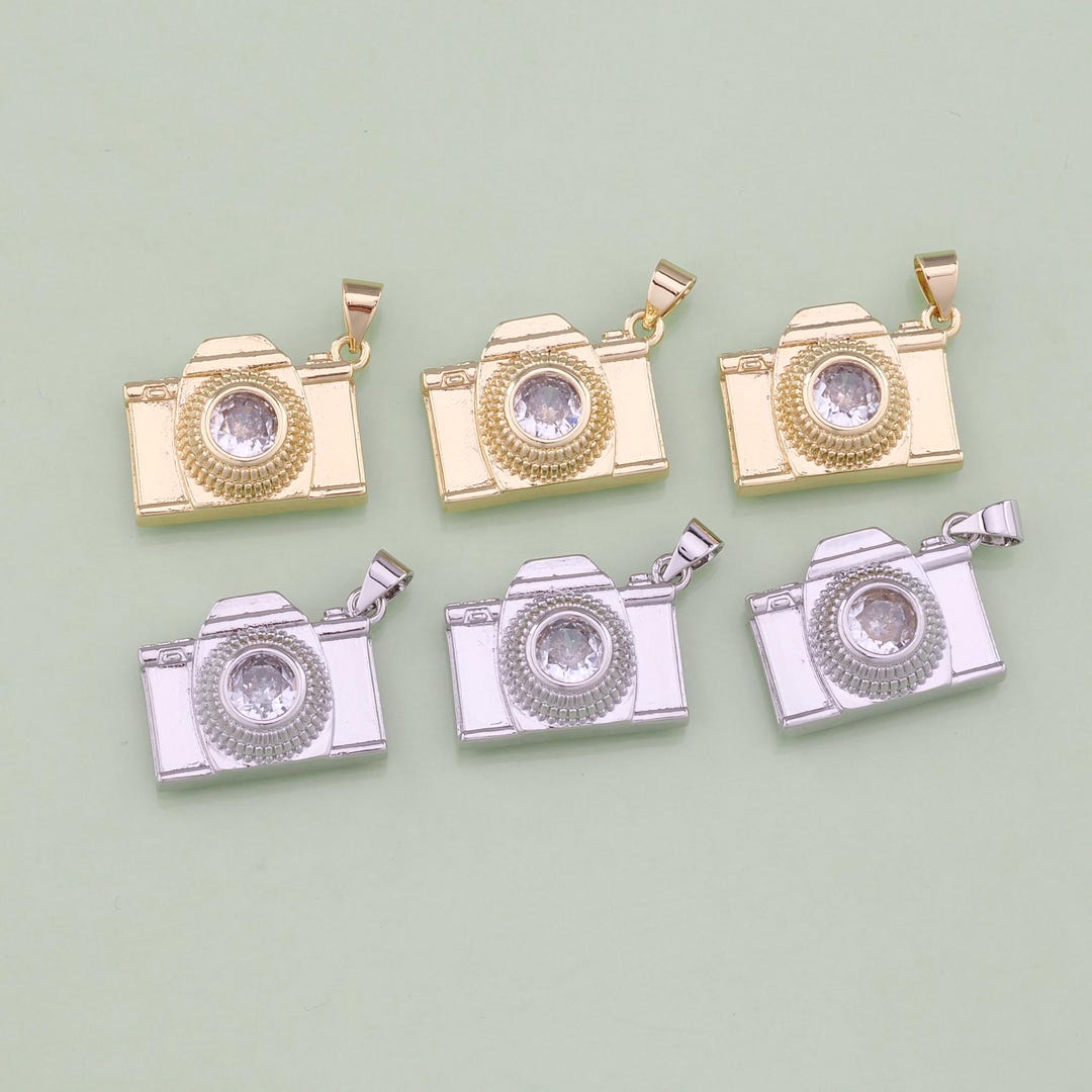 1pcs 18K Gold Filled CZ Camera Pendant Camera Charm for DIY Jewelry ...