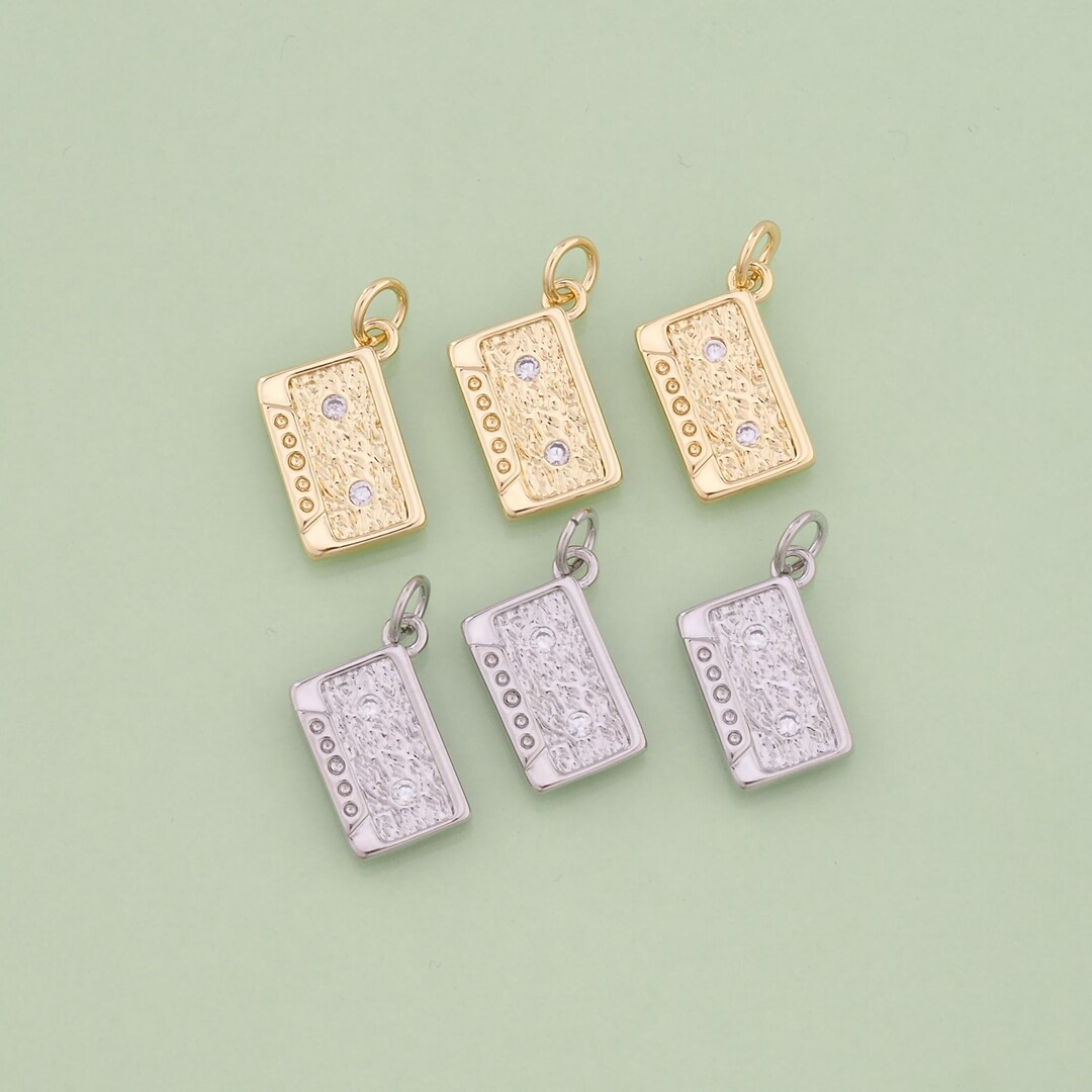 1pcs 18K Gold Filled Audio Tape Pendant Audio Tape Charm for DIY ...