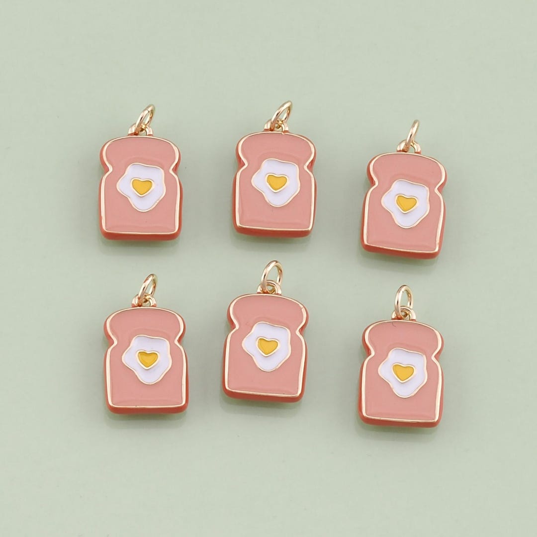 1pcs 18K Gold Filled Bread Pendant Enamel Egg Charm for DIY Jewelry ...