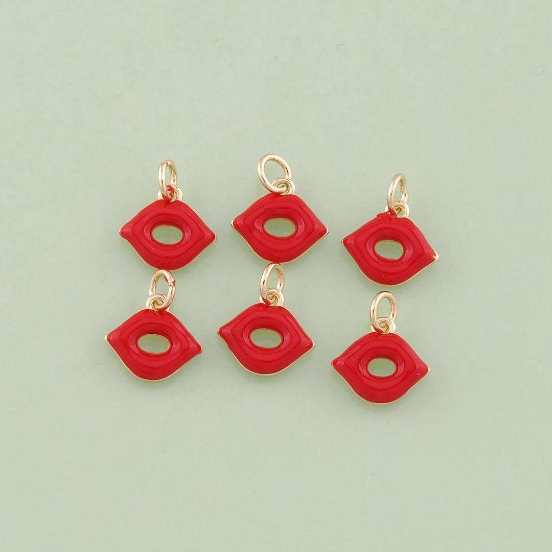 1pcs 18K Gold Filled Enamel Lips Pendant Lips Charm for DIY Jewelry ...