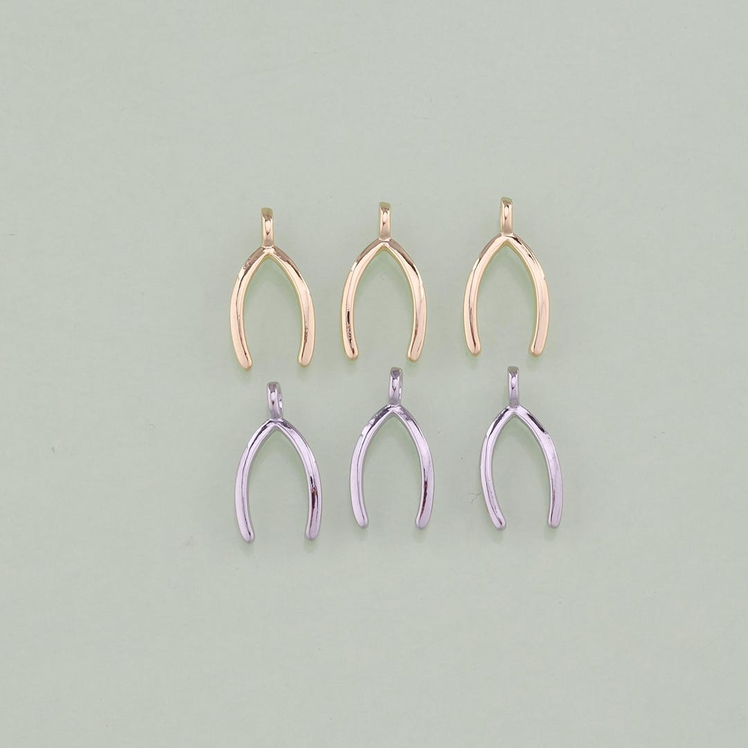 1pcs 18K Gold Filled Wishbone Pendant Wishbone Charm for DIY Jewelry ...